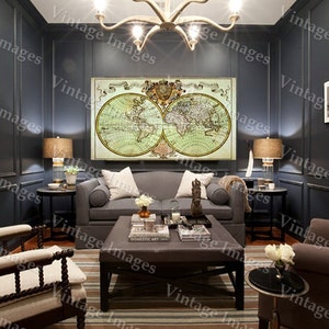 Old World Map Restoration Style Giant Historic 1720 World Map Old ...