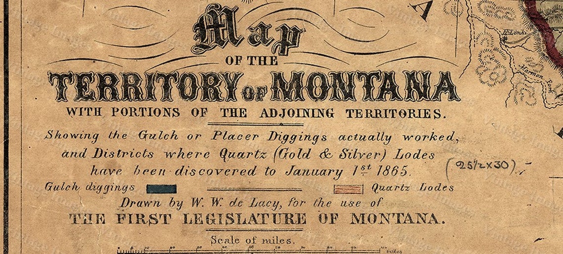 Old Map of Montana Montana Map Territory of MONTANA ART 1871 - Etsy
