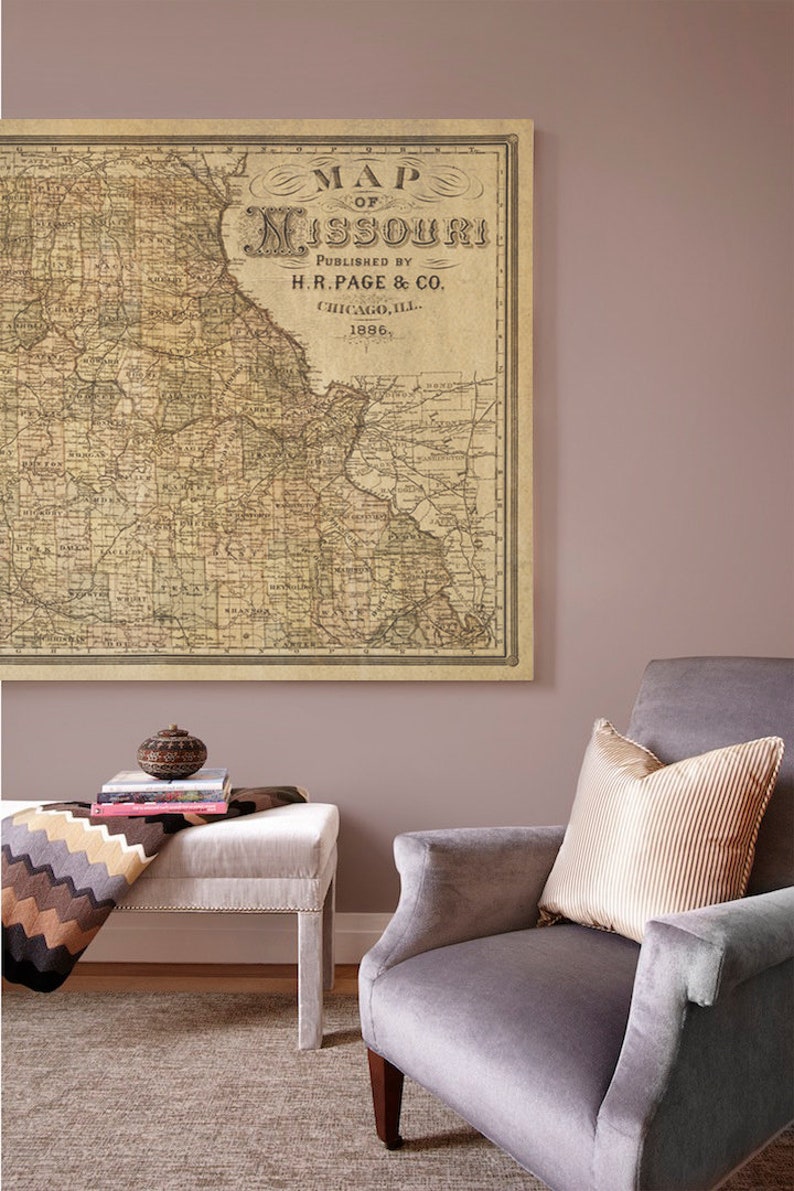 Missouri Map Poster Rustic Vintage Style Travel Map Map Decor - Etsy