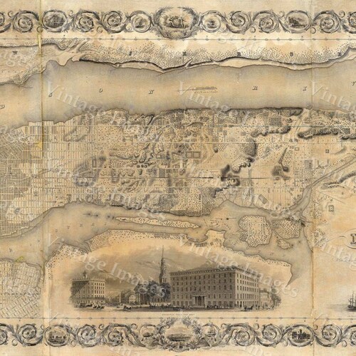 1886 Panoramic Map of New York City - Etsy