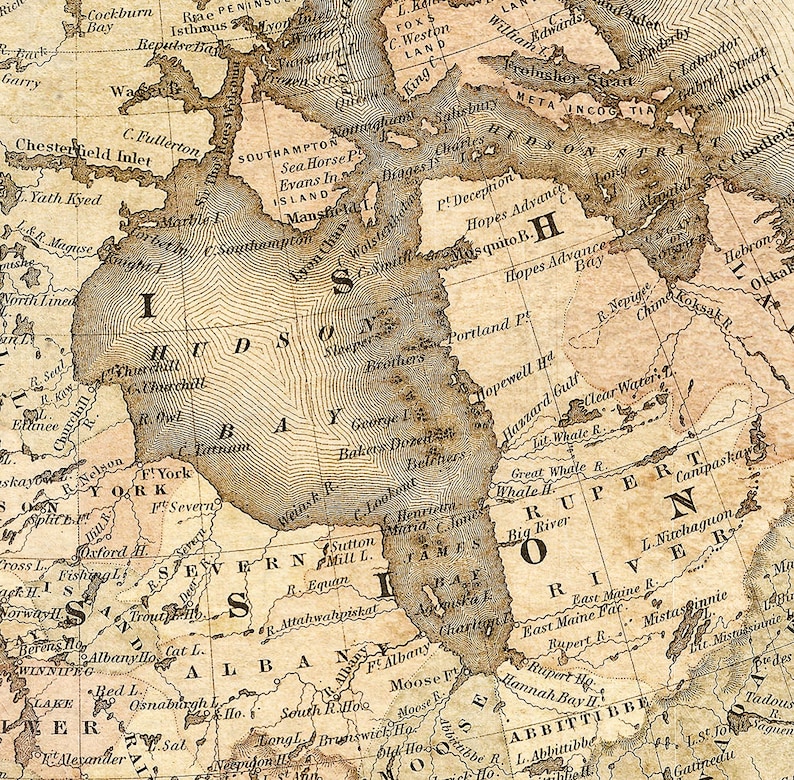 Map of Canada 1855 Canadian Map Vintage Canada Map Restoration | Etsy
