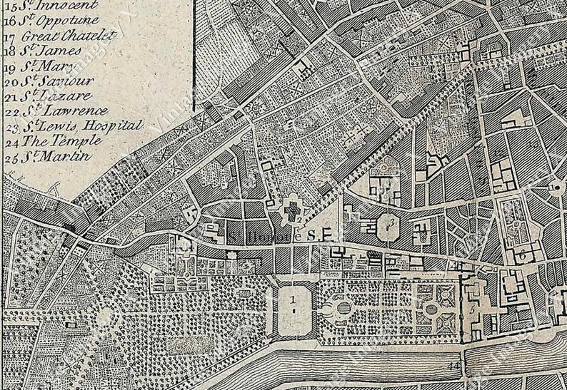 Large Vintage Map of Paris France Circa 1800 Fine Art Print - Etsy
