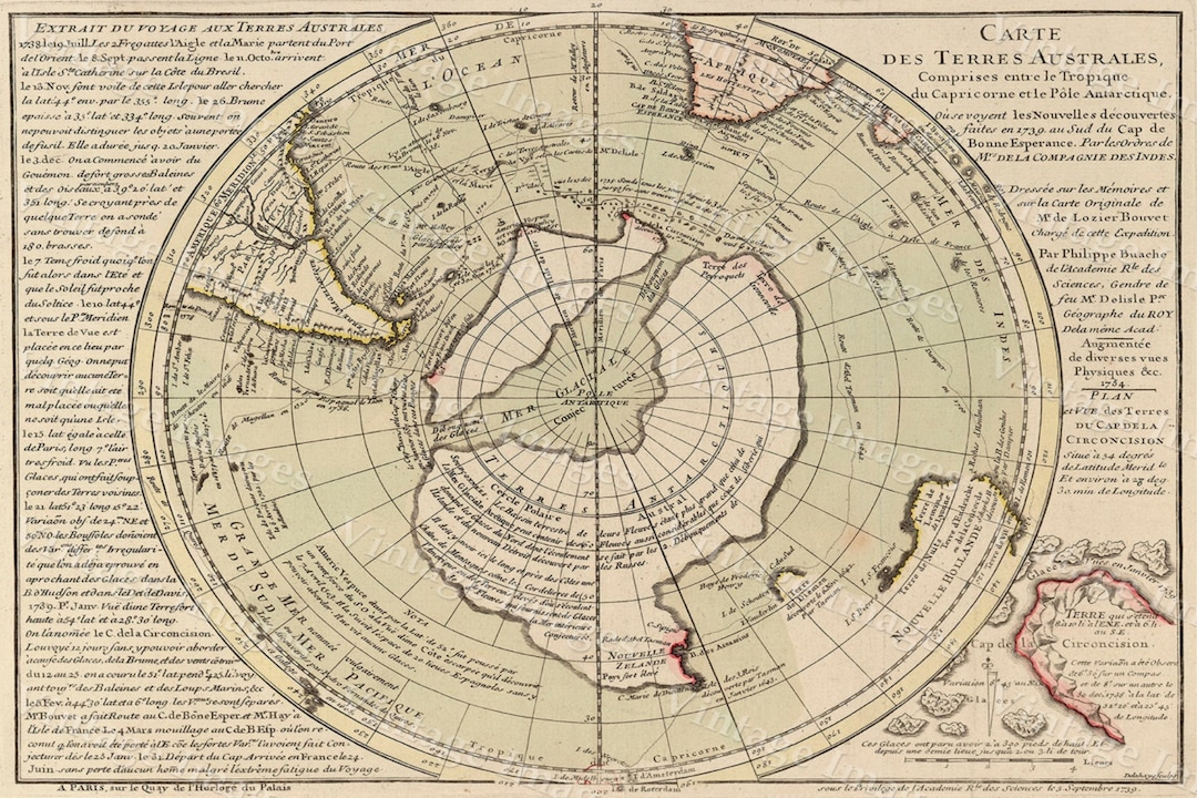 Old Map of South Pole Print - Antarctica Map Poster, Historic South ...