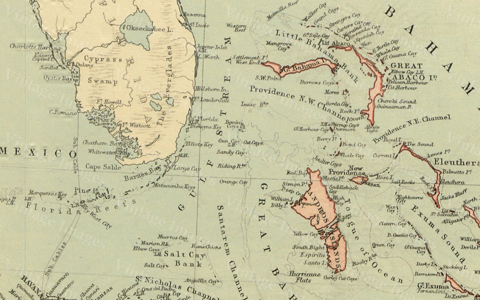 Old Map of the Bahamas Historic Bahama Map 1888 Antique Old World ...