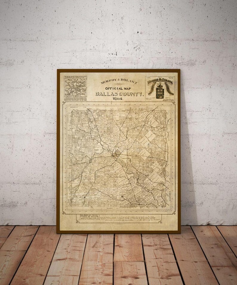 Dallas County Map Poster Print Texas Wall Art Texas Gift - Etsy