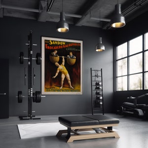 Gym Poster Vintage 1894 Sandow Strongman Theater Act Poster Workout ...