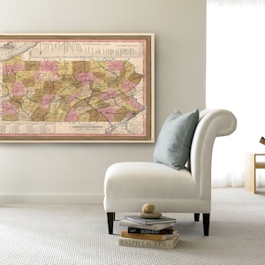 1849 Map of Pennsylvania Poster Vintage Pennsylvania Map Pennsylvania ...