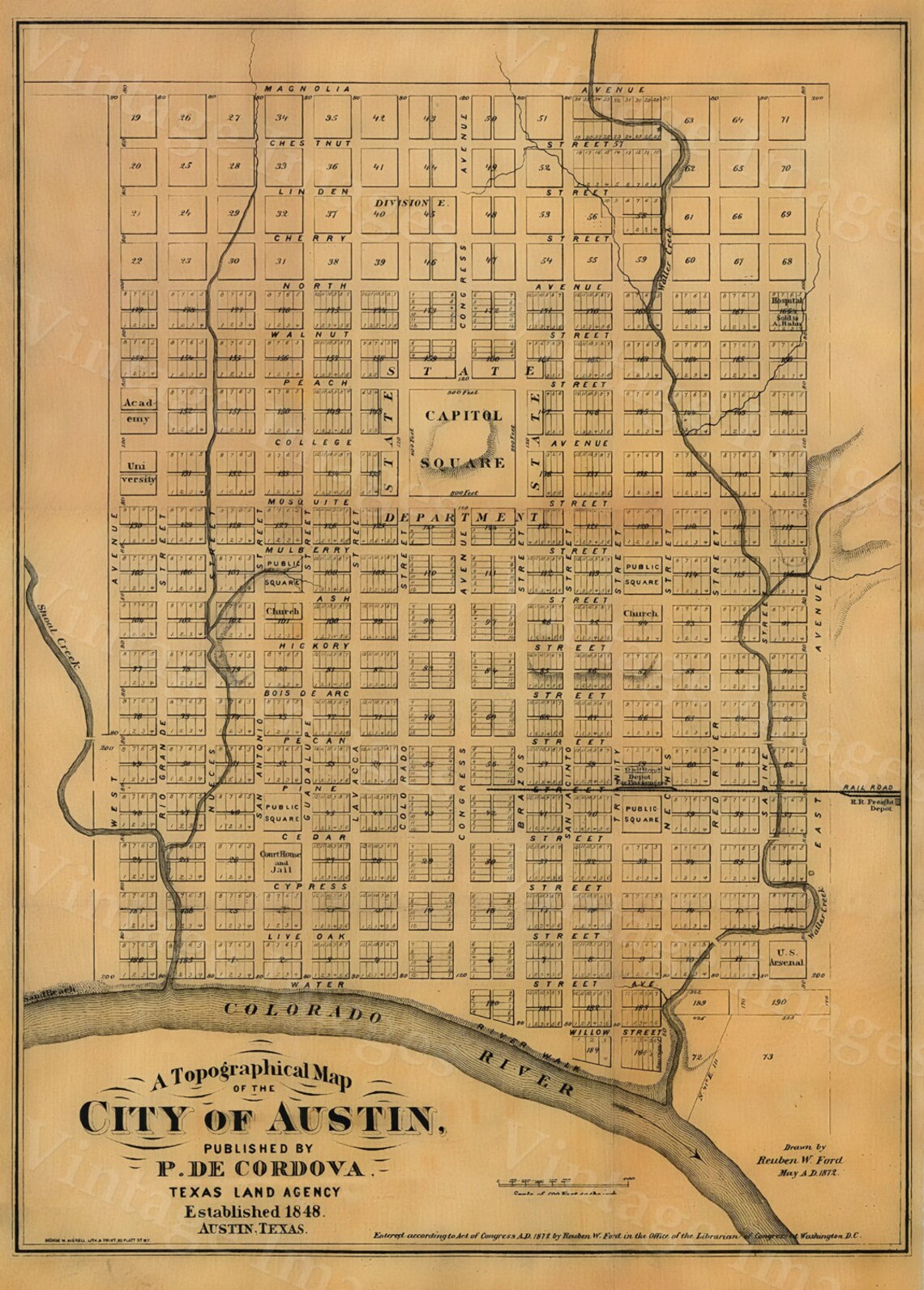 Old Austin Texas Map Vintage Historical Map Antique - Etsy