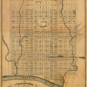 Old Austin Texas Map Vintage Historical Map Antique Restoration Style ...
