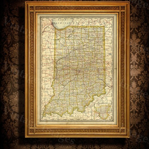 1897 Indiana Map Print Large Map of Indiana Indiana Decor | Etsy