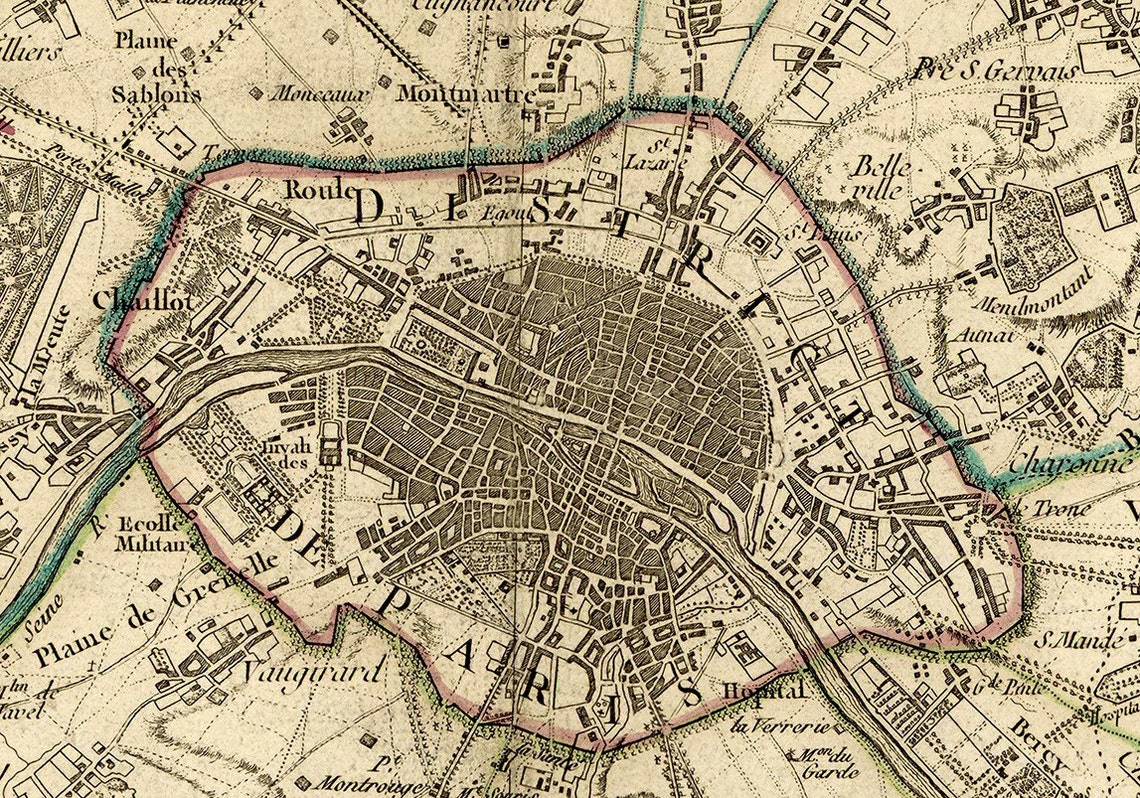 Old Map of Paris (1895) Paris Map in 5 Sizes up to 43"x55" (109x140cm ...