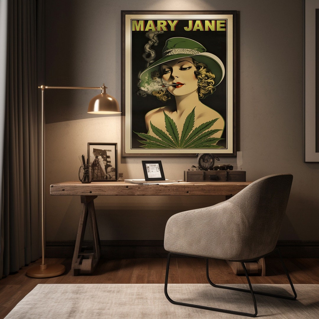 Vintage 1930's Mary Jane Cannabis Poster Dispensary Shop Supply ...