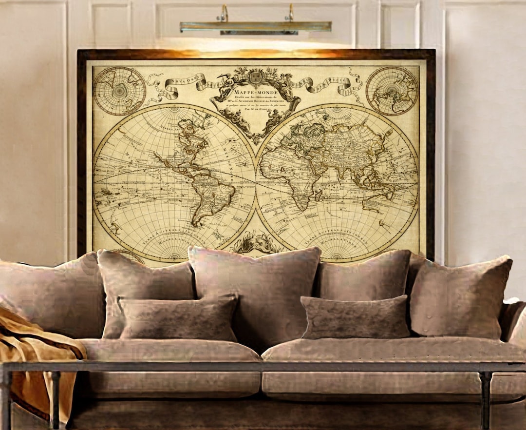 1720 Old World Map,world Map Wall Art, Historic Map Antique Style Map Art Guillaume De L'isle ...
