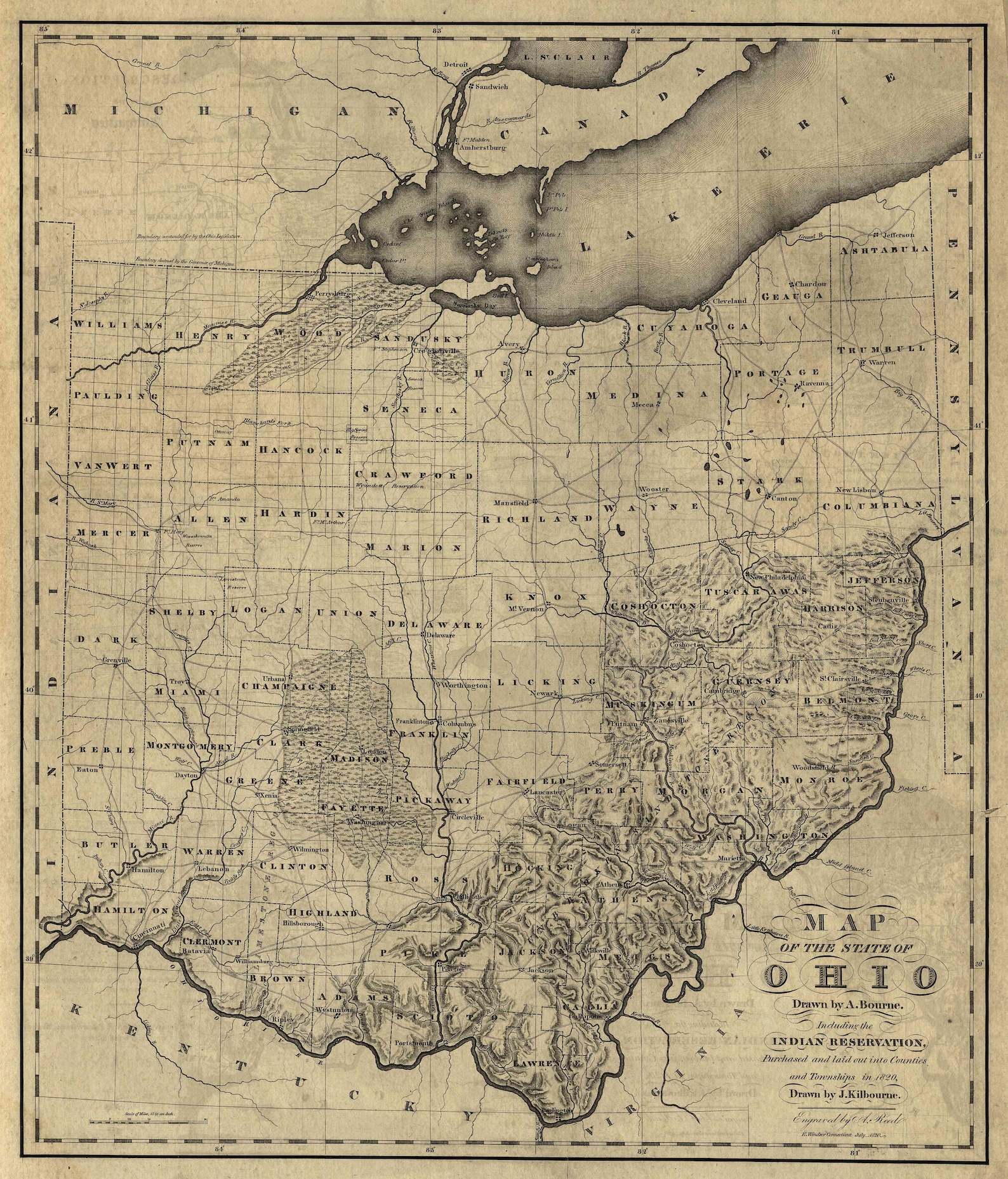 Old Map of Ohio - Fine Reproduction Ohio Map - Vintage Style Ohio Wall ...
