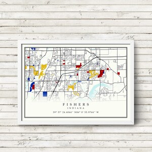 Fishers Indiana Map Fishers Indiana Contemporary Map Poster Fishers ...