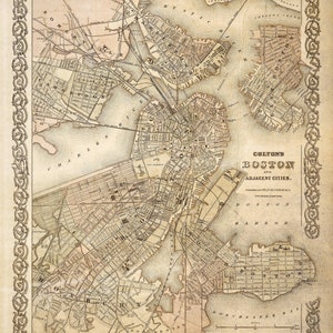 Map of Boston 1886 Boston Map Vintage Boston Map Boston Poster Old ...