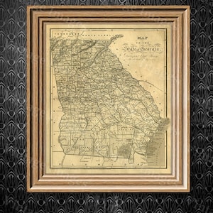 Georgia Map Antique Map of Georgia Antique Restoration Decorator Style ...
