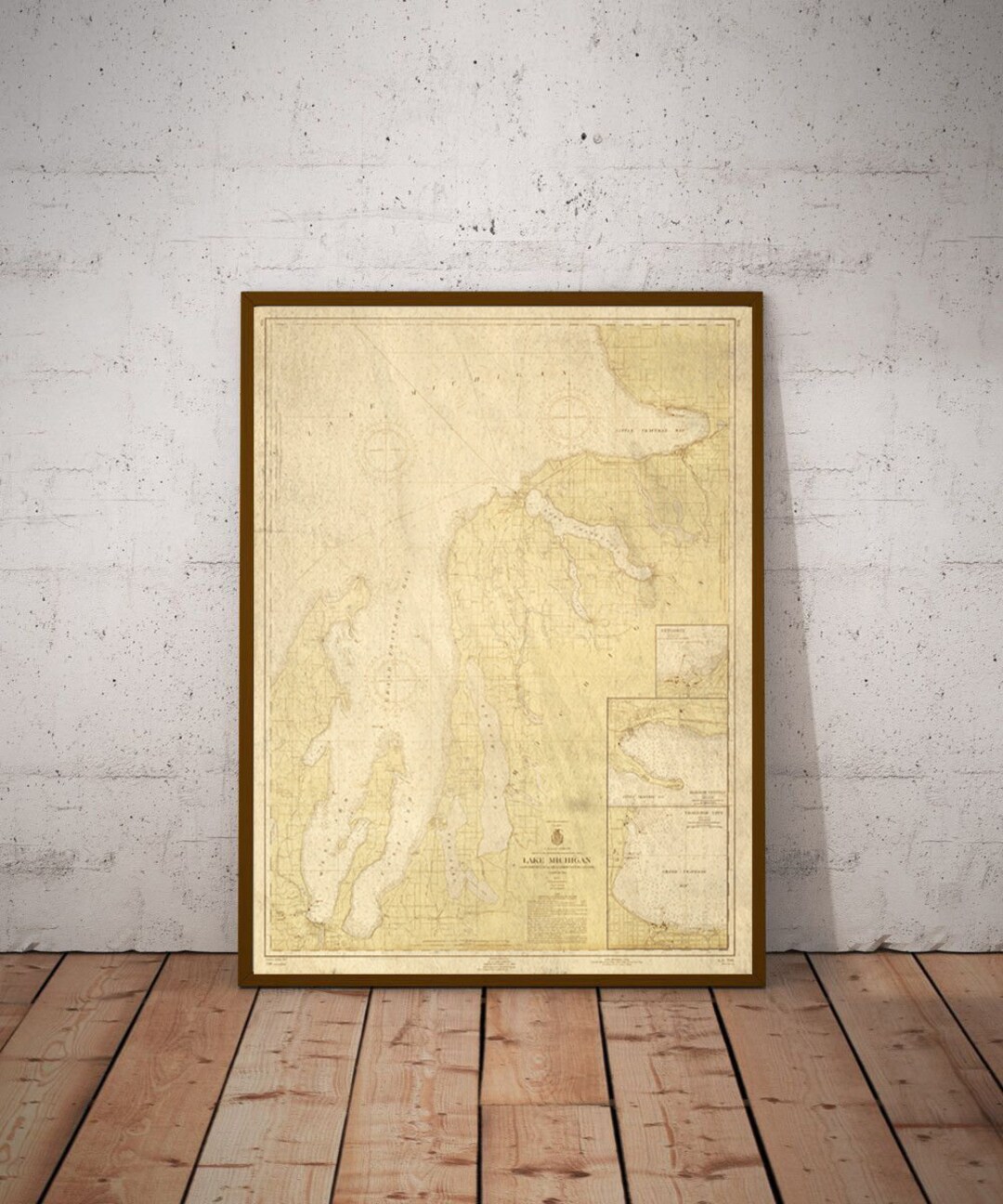 Vintage Traverse Bay to Little Traverse Map Print 1956 Old Map Poster ...