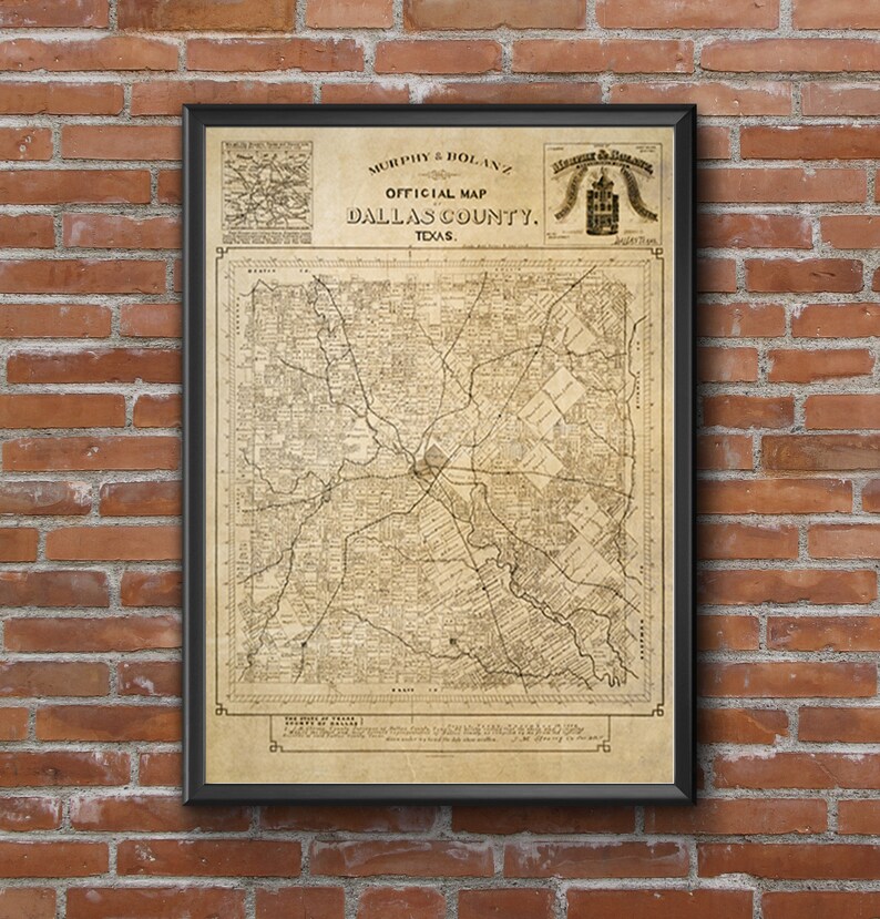 Dallas County Map Poster Print Texas Wall Art Texas Gift - Etsy