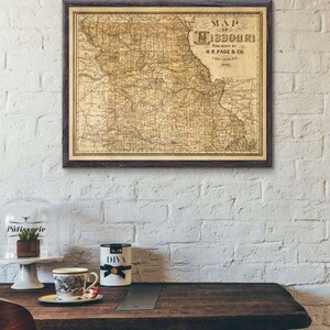 Missouri Map Poster Rustic Vintage Style Travel Map Map Decor Missouri ...