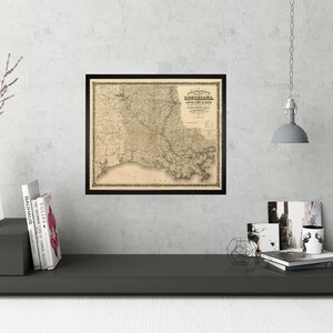 Louisiana Map Print 1863,large, Old Map of Louisiana, Louisiana Map Art ...