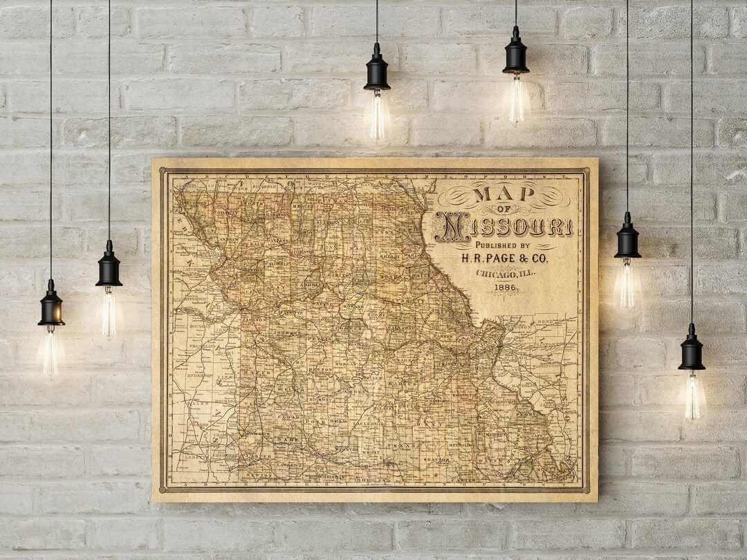 Missouri Map Poster Rustic Vintage Style Travel Map Map Decor Missouri ...