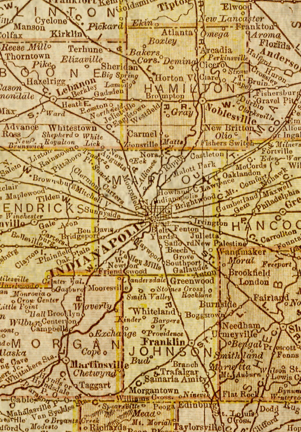 Old Indiana Map Art Print 1901 Map of Indiana Indiana Wall | Etsy