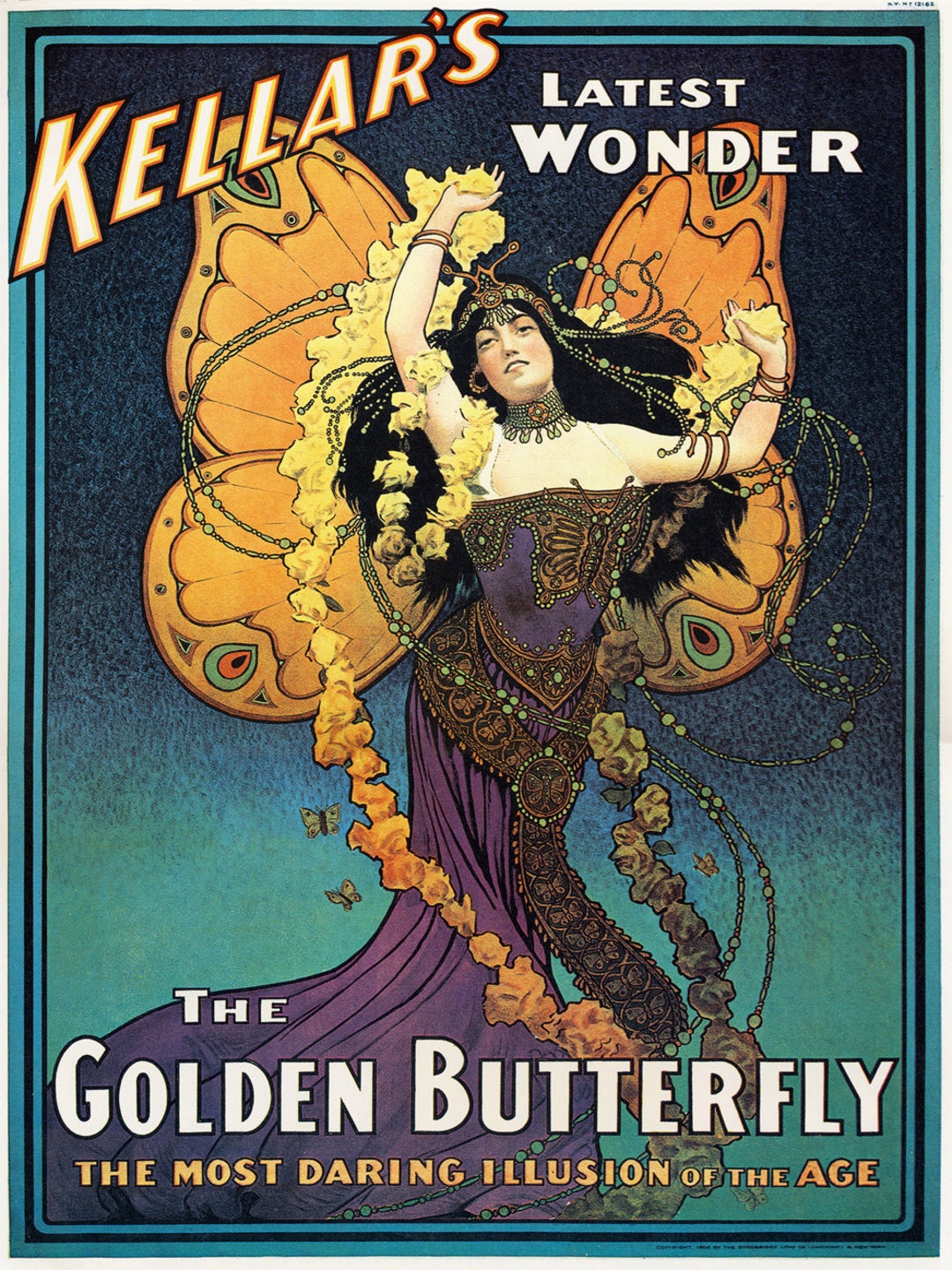 Magic Poster, Magician, Vintage Poster, Kellar Golden Butterfly, Mystic ...