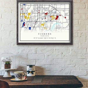 Fishers Indiana Map Fishers Indiana Contemporary Map Poster Fishers ...