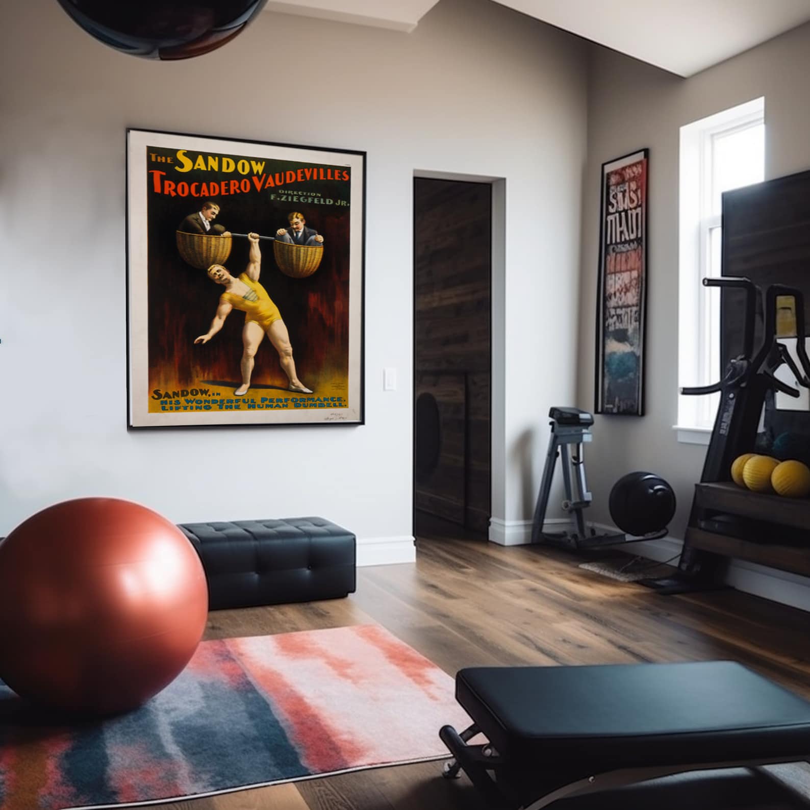 Gym Poster Vintage 1894 Sandow Strongman Theater Act Poster Workout ...
