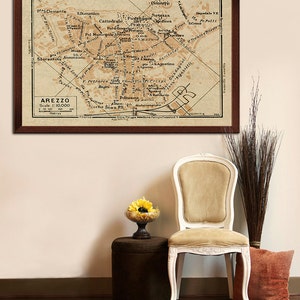 Old Map of Arezzo Italy 1935 Arezzo Map up to 24x36" Old World Style ...