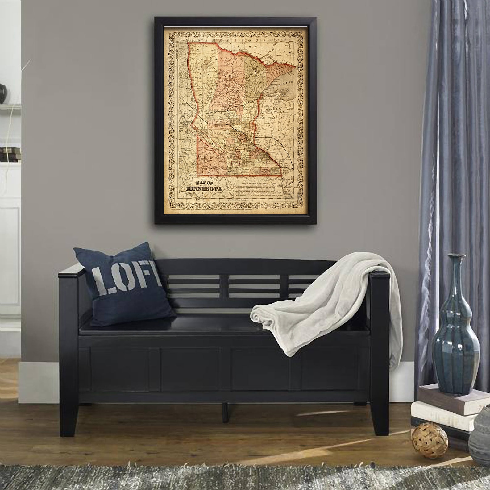 Map of Minnesota 1860 Map of MN Vintage Maps Restoration Style Map ...