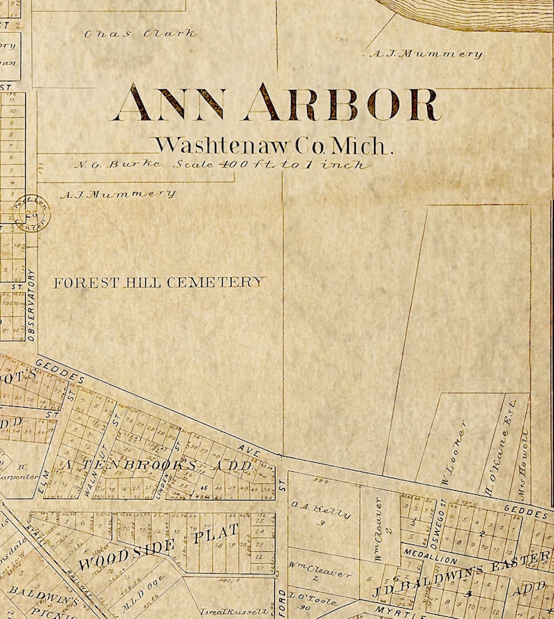 Old Ann Arbor Map Michigan Wall Map Vintage 1895 Map of Ann - Etsy Sweden
