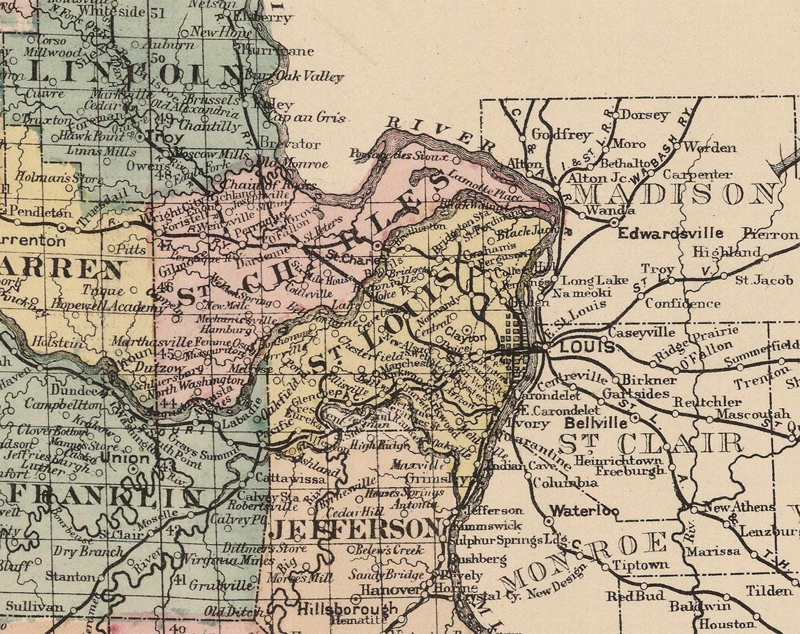 Giant Map of Missouri Rustic Style Travel Map Map Decor 1886 - Etsy