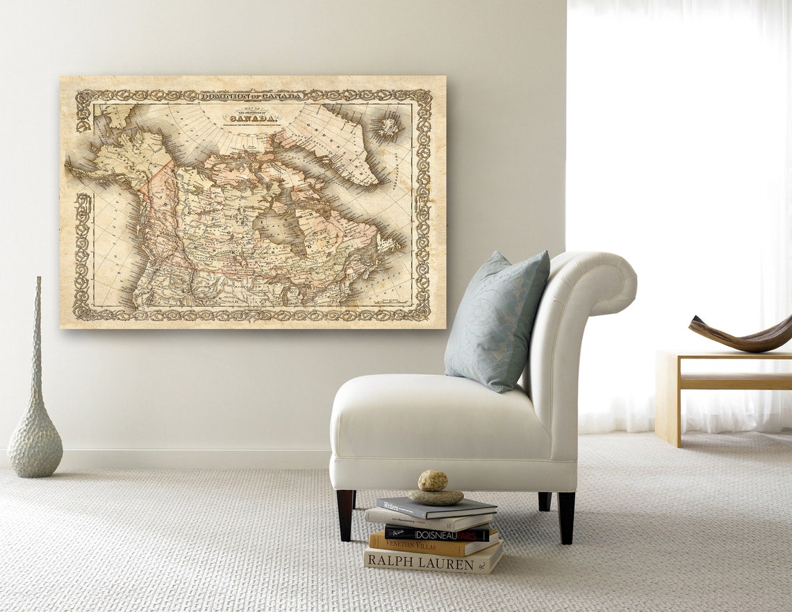 Map of Canada 1855 Canadian Map Vintage Canada Map Restoration | Etsy