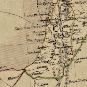 1847 Biblical Map of Saint Paul Travels Biblical Region Map Rustic ...