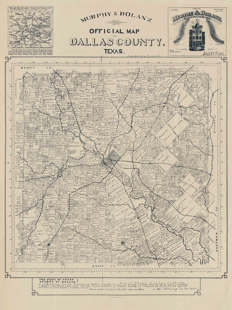 Dallas City Map Poster Print Wall Art Texas Gift Old Map - Etsy