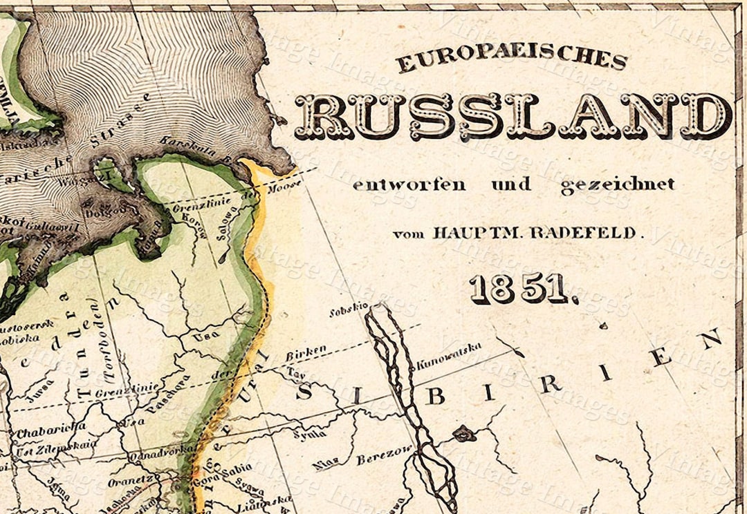 VINTAGE Historic Old Map of Russia 1851 Antique Old World Restoration ...
