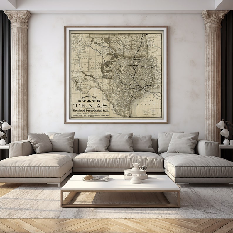 Old Map of Texas 1876 Vintage Historical Wall Map Antique Restoration ...