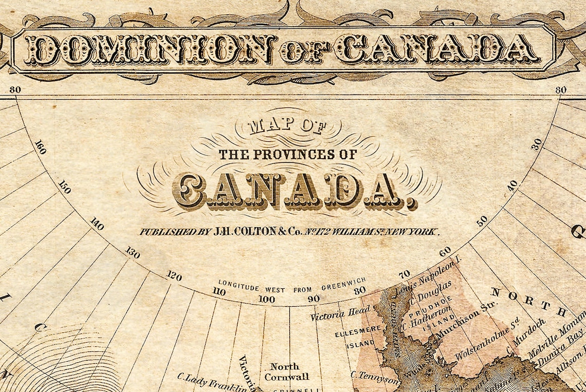 Map of Canada 1855 Canadian Map Vintage Canada Map Restoration | Etsy