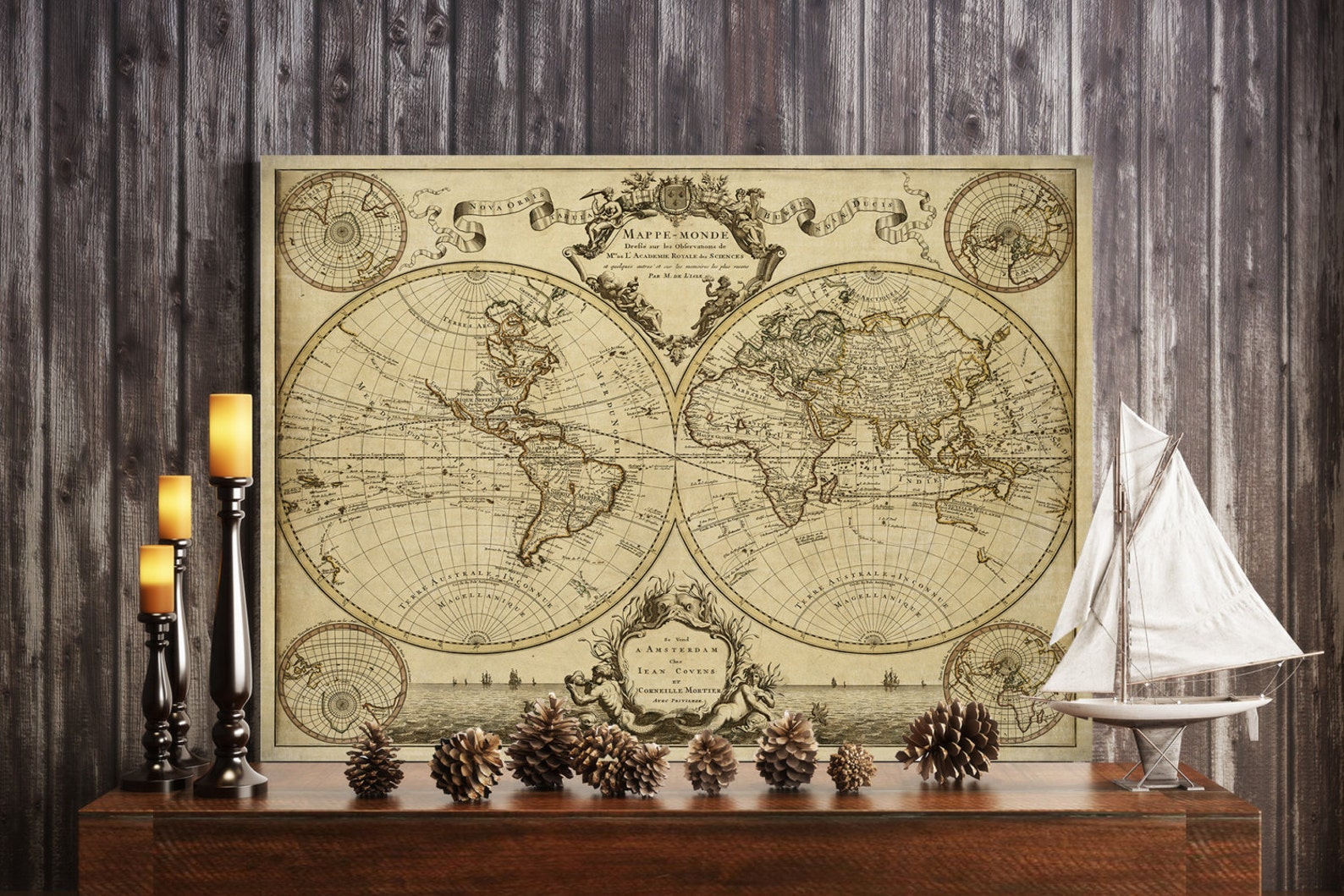 1720 Old World Map,world Map Wall Art, Historic Map Antique Style Map Art Guillaume De L'isle ...