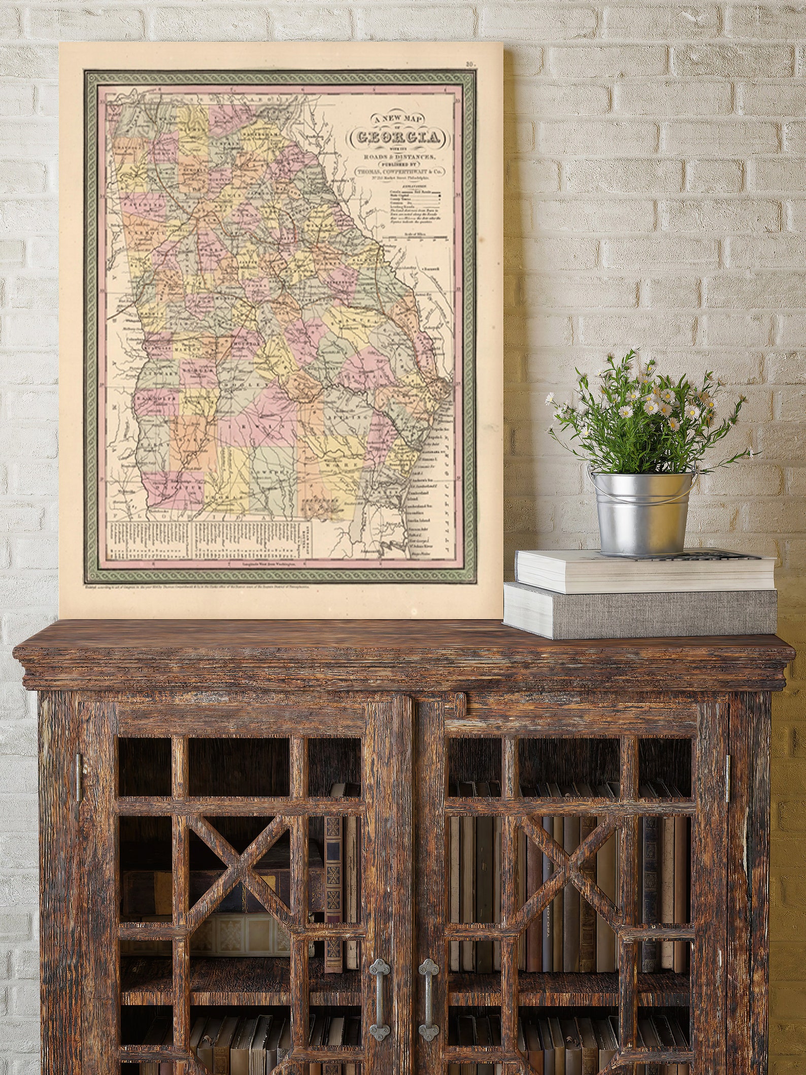 1850 Georgia Map Art Print State Map of Georgia Travel Gift | Etsy