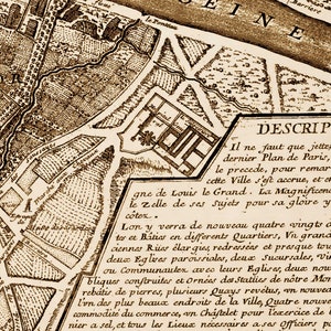 Vintage Paris Map Print 1705 Old World Map of Paris France Street Map ...