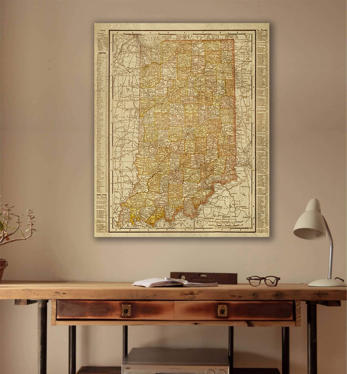 Old Indiana Map Art Print 1901 Map of Indiana Indiana Wall | Etsy