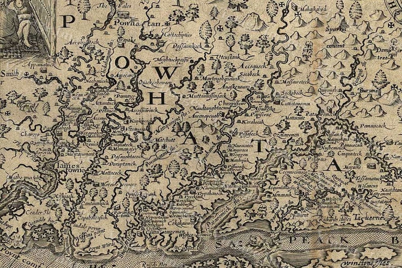 Map of Virginia 1607 Historic John Smith Old Antique - Etsy