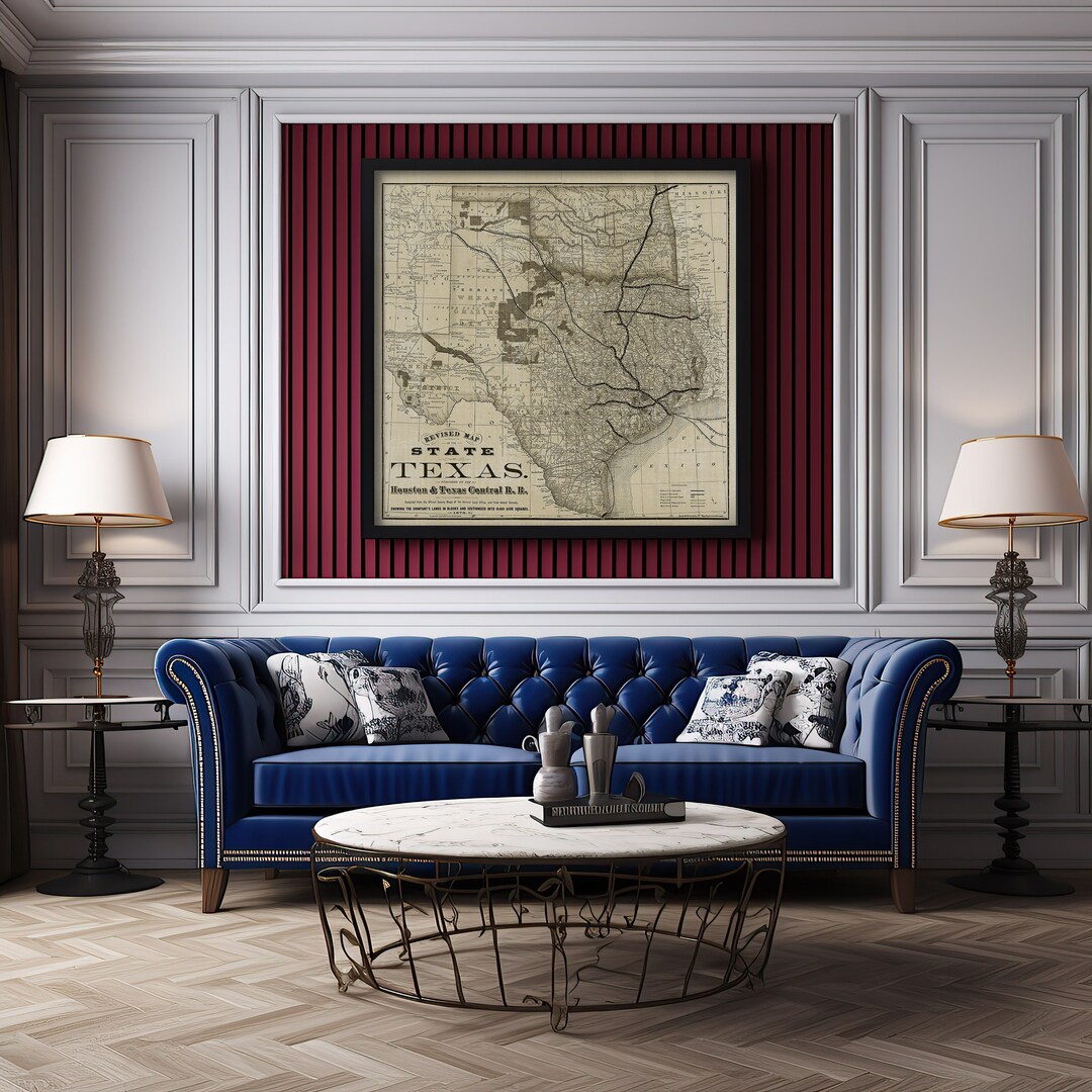 1876 Old Texas Map Vintage Historical Wall Map Antique Restoration ...