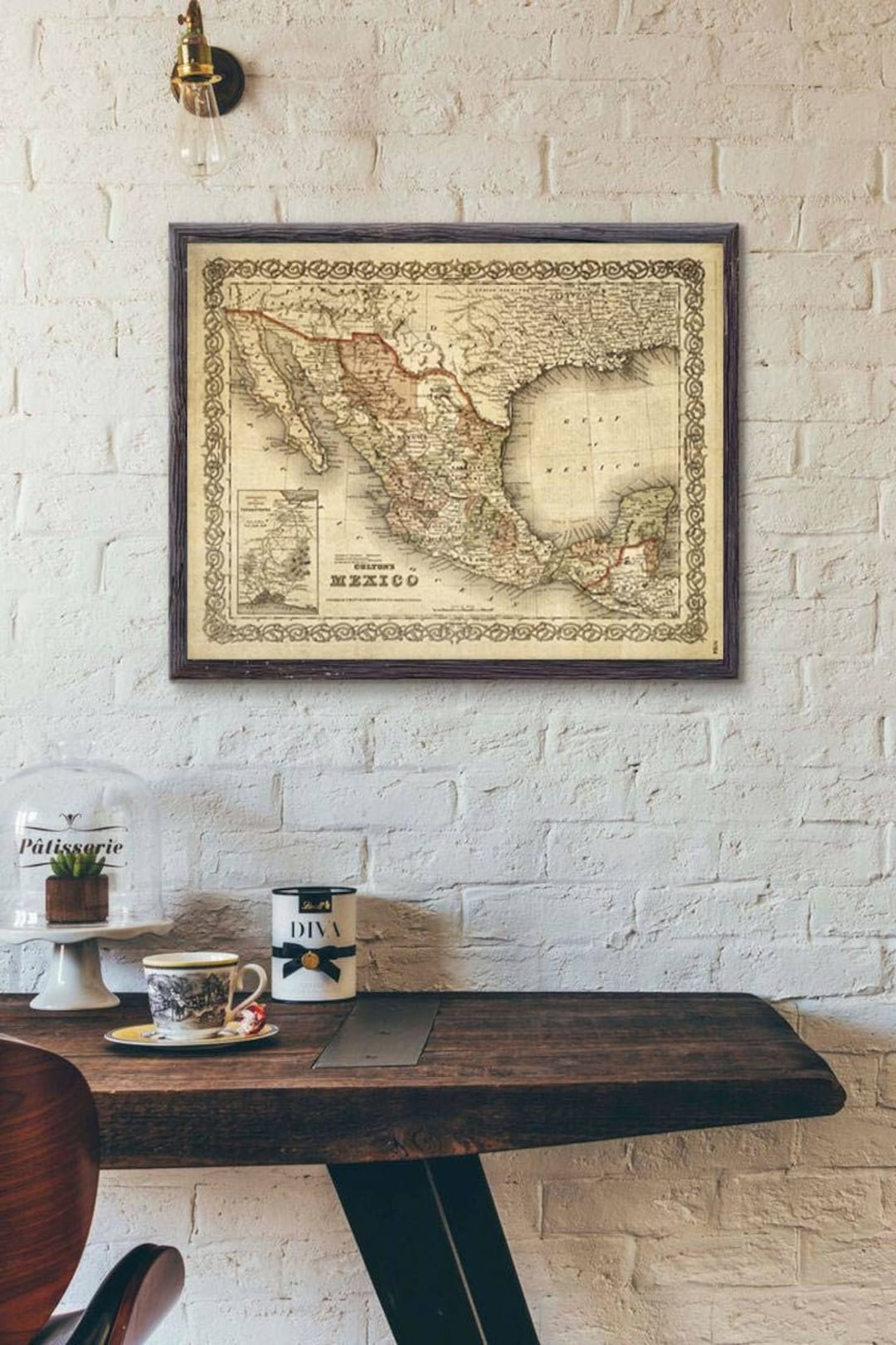 1866 Antique Map of Mexico: Large Map Poster Print for Southwest Decor ...
