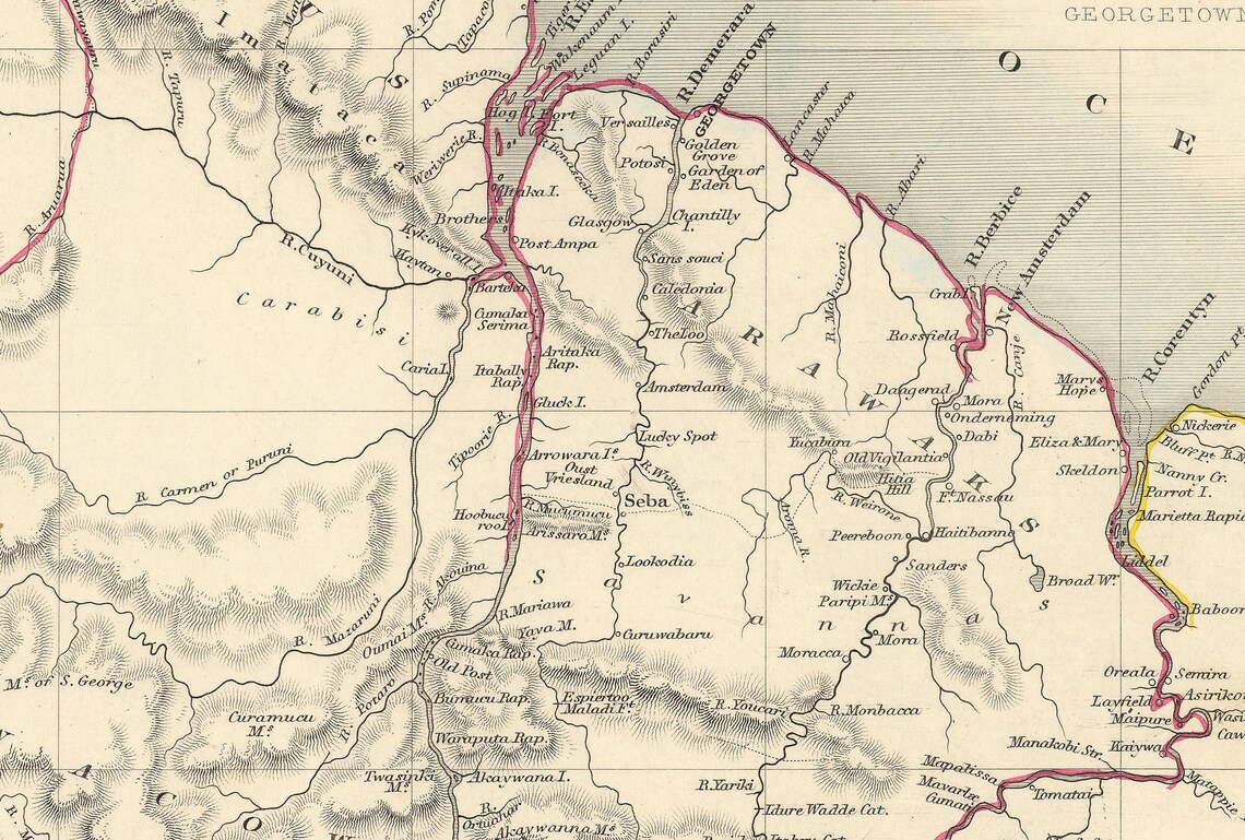 1851 British Guayana Guiana Map Old Map of Guiana Old Style - Etsy