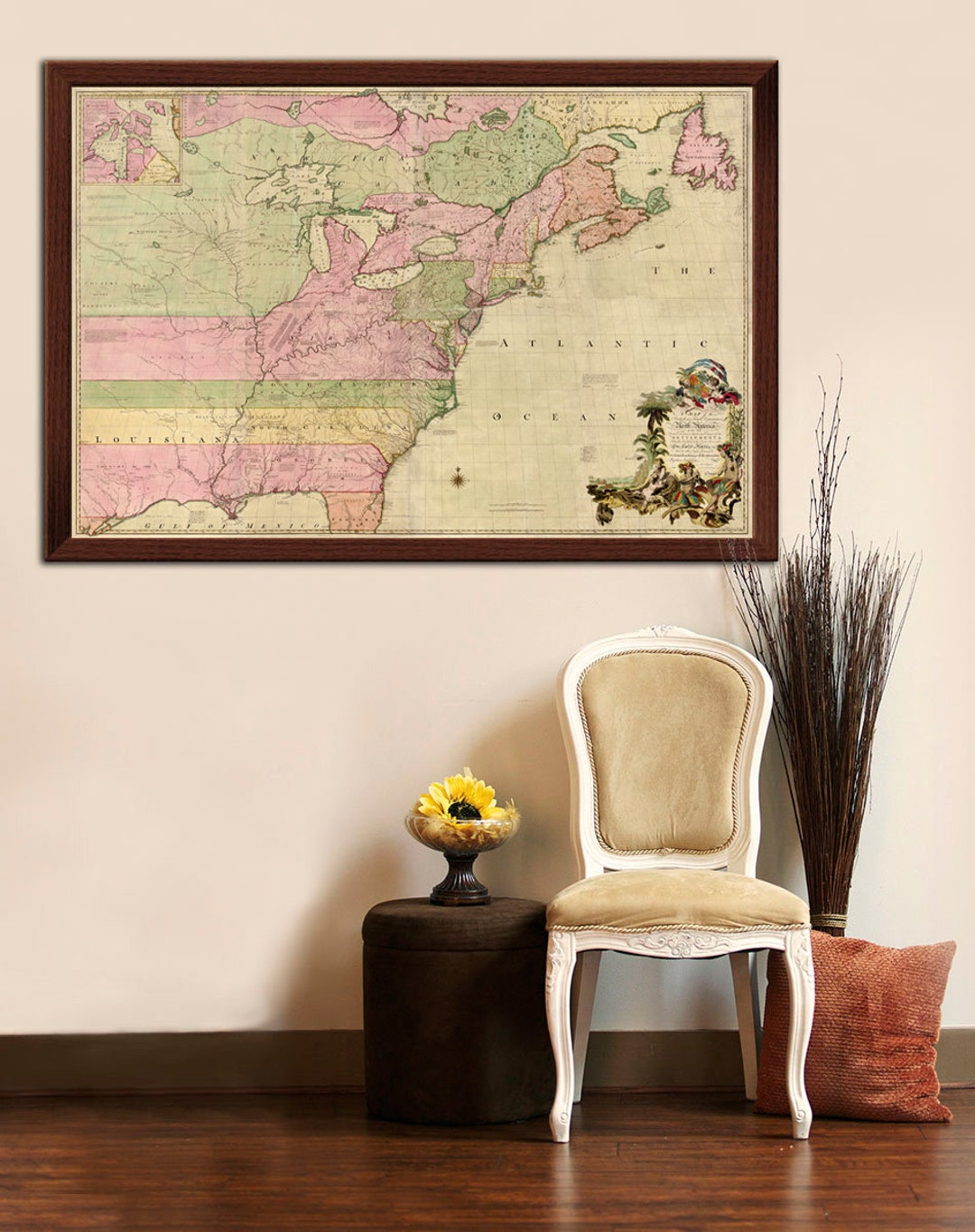 Colonial Map Poster, 1755 Map of British Colonies, North America Map ...