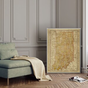 Old Indiana Map Art Print 1901 Map of Indiana, Indiana Wall Map, Map ...